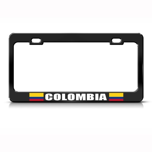 COLOMBIA COLOMBIAN FLAG BLACK COUNTRY Metal License Plate Frame Tag ...