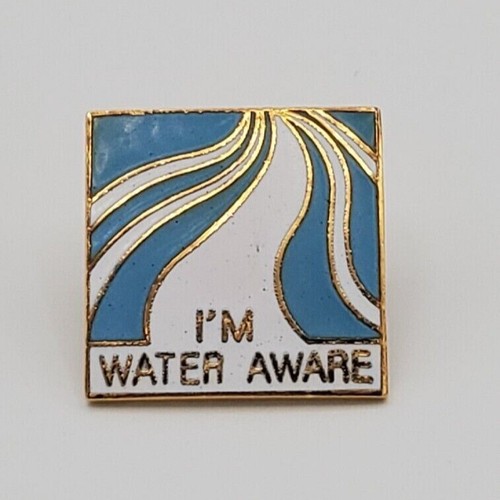 "I'm Water Aware" Lapel Pin Gold Tone with White and Blue | eBay