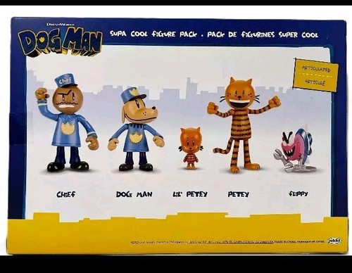 Dog Man Movie 5-Pack 3" Figures Set Dog Man, Chief, LiL' Petey, Flippy ...
