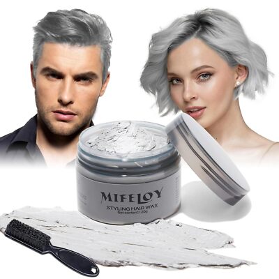 Temporary Silver Gray Hair Spray Color Wax with Dye Brush, Instant ...