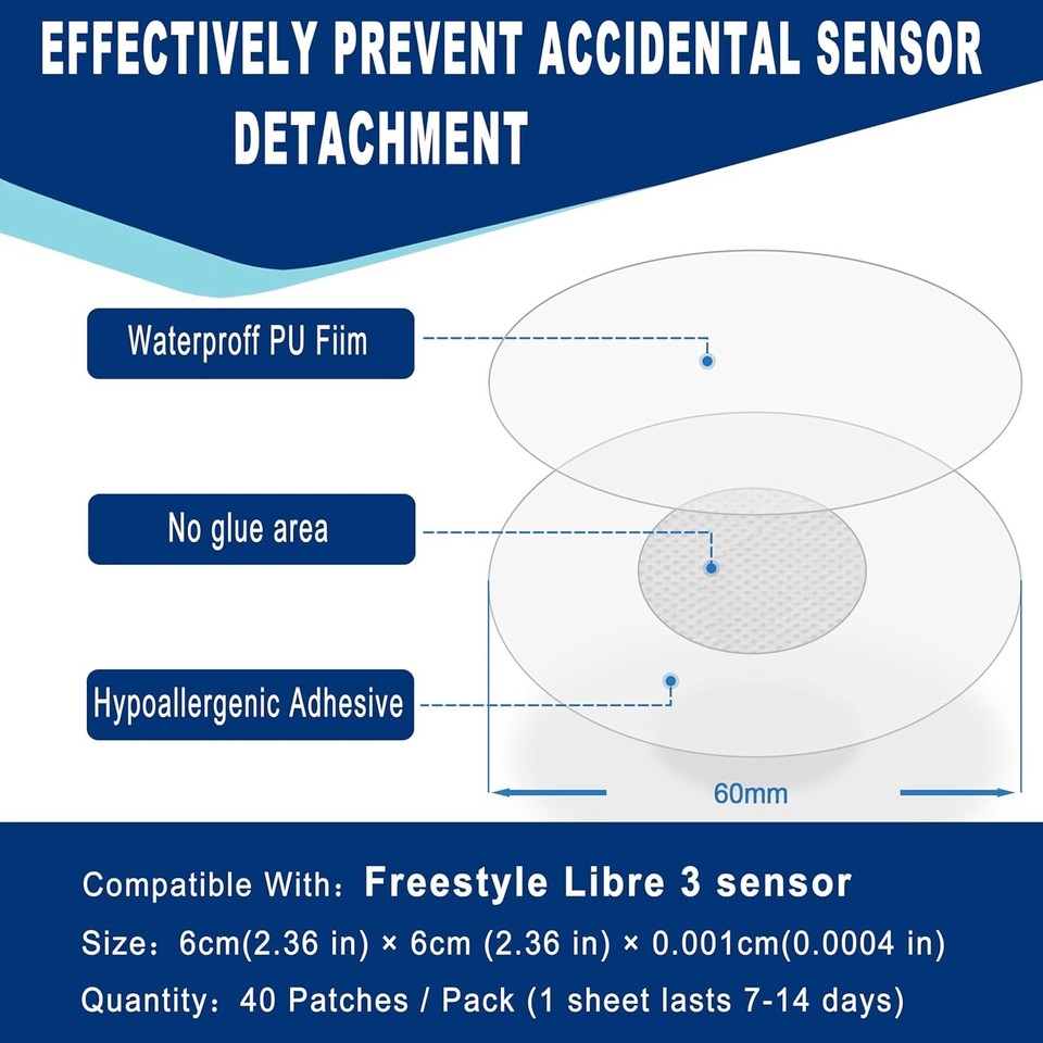 libre 3 plus sensor covers waterproof-40 Pack Freestyle Adhesive ...
