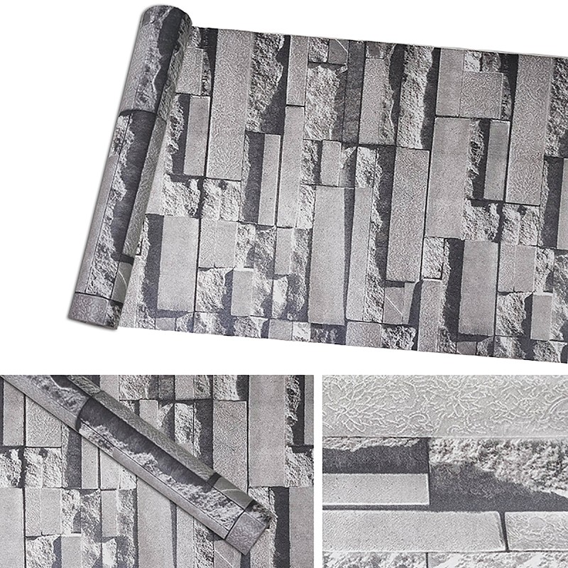 9.5M Realistic 3D Effect Vintage Brick Effect Rustic Stone Grey Red ...