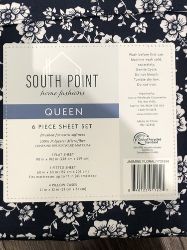 SOUTH POINT HOME FASHIONS 6-PIECE QUEEN SHEET SET, 100% MICROFIBER ...