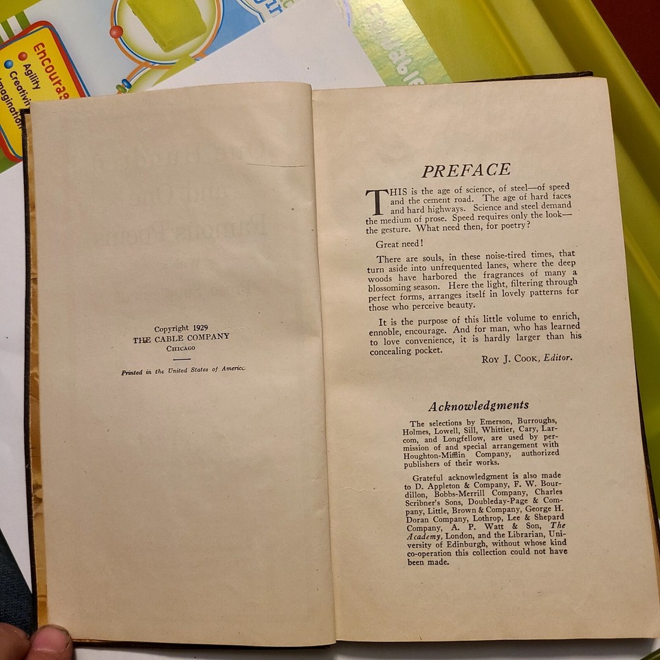 101 One Hundred and One Famous Poems w Prose 1929 Roy J. Cook The Cable ...