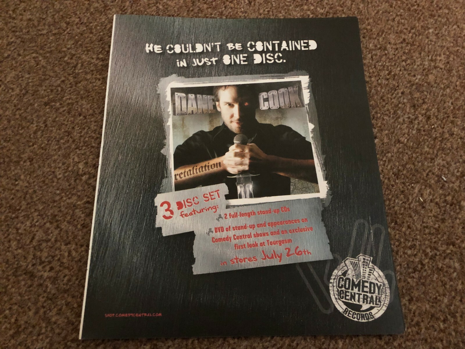 FRAMED ADVERT/PICTURE 12X10 DANE COOK : RETALIATION COMEDY CENTRAL ...