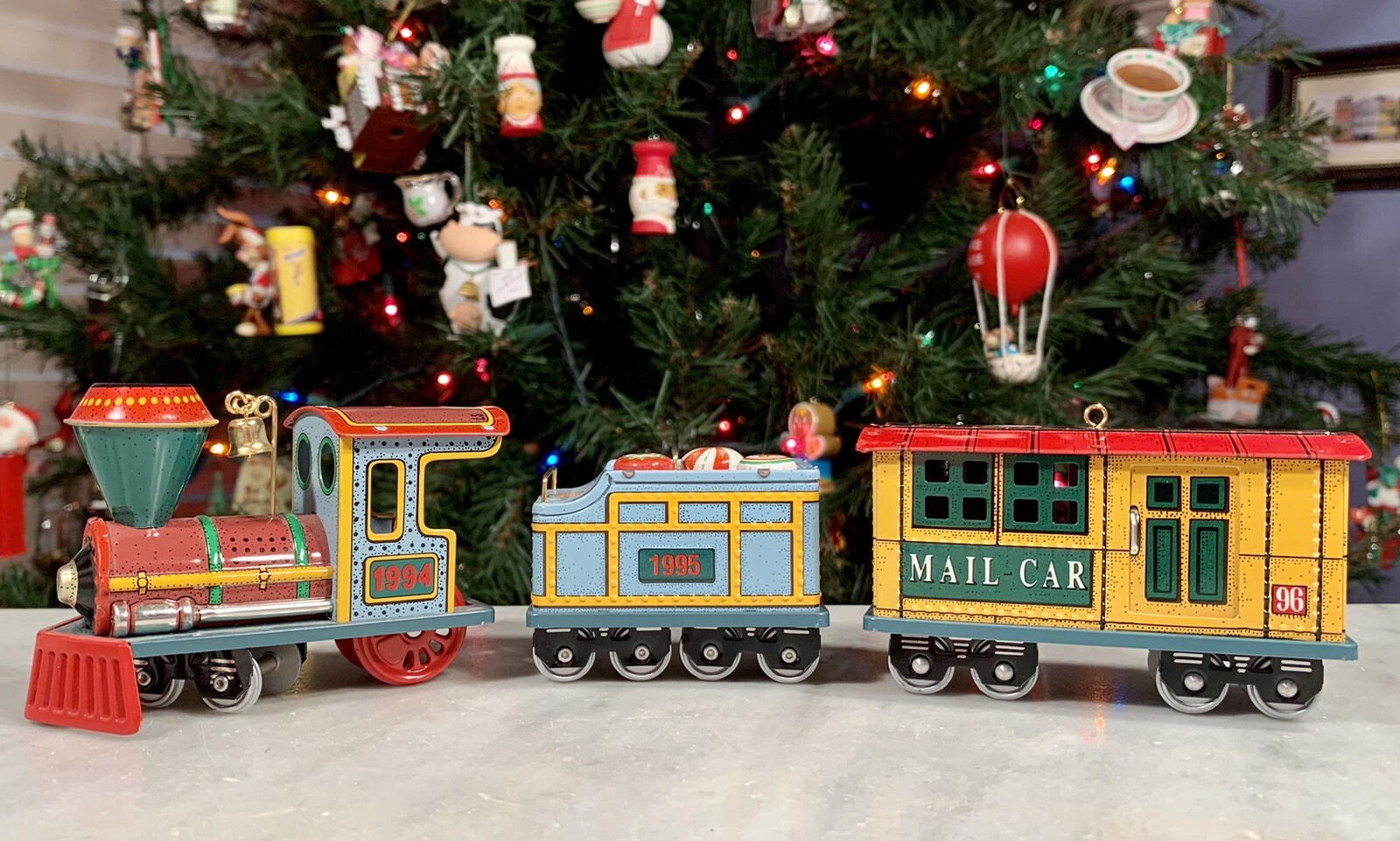 Lot Of 3 VTG Hallmark YULETIDE CENTRAL Pressed Tin Christmas Train ...
