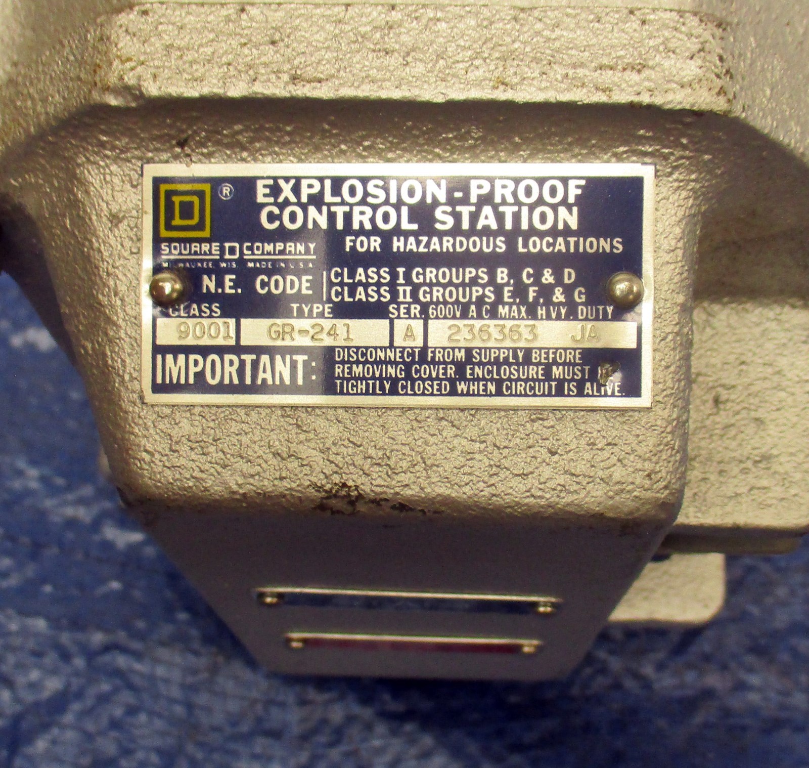 Square D GR-241 Explosion Proof Control Station Switch - Never Used ...