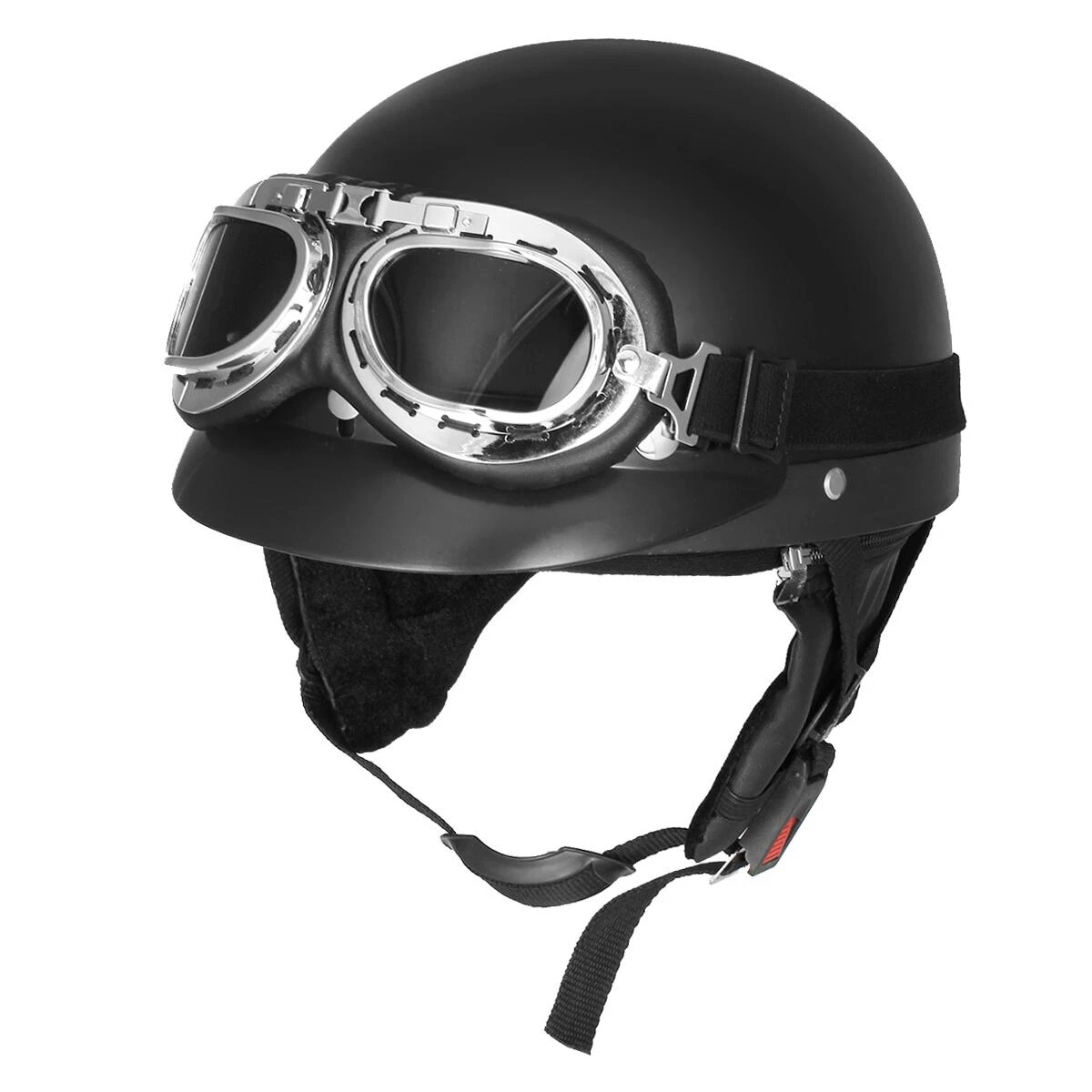 Oldtimer Helm Halbschale Motorradhelm Eierschale mit Brille Mopedhelm ...
