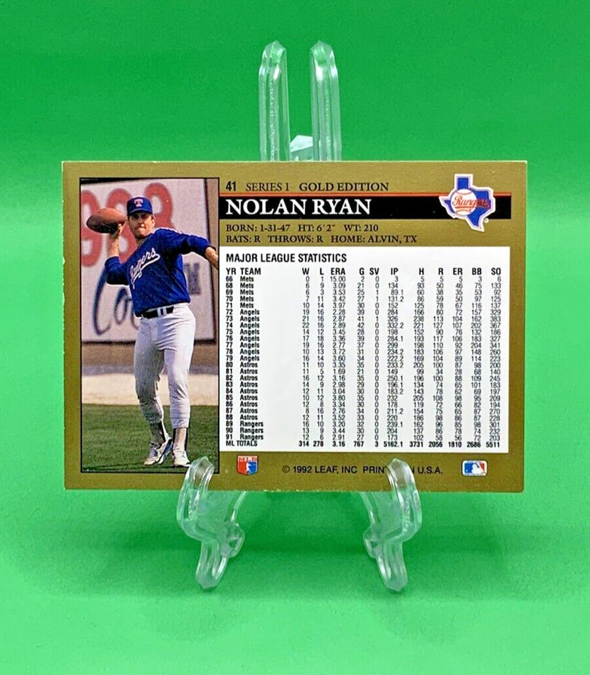Nolan Ryan 1992 Leaf Series 1 GOLD EDITION #41 Texas Rangers | eBay