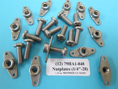 1/4-28 Stainless ESNA 79HA1-048 Self-Locking Nut Plates +Screws ...
