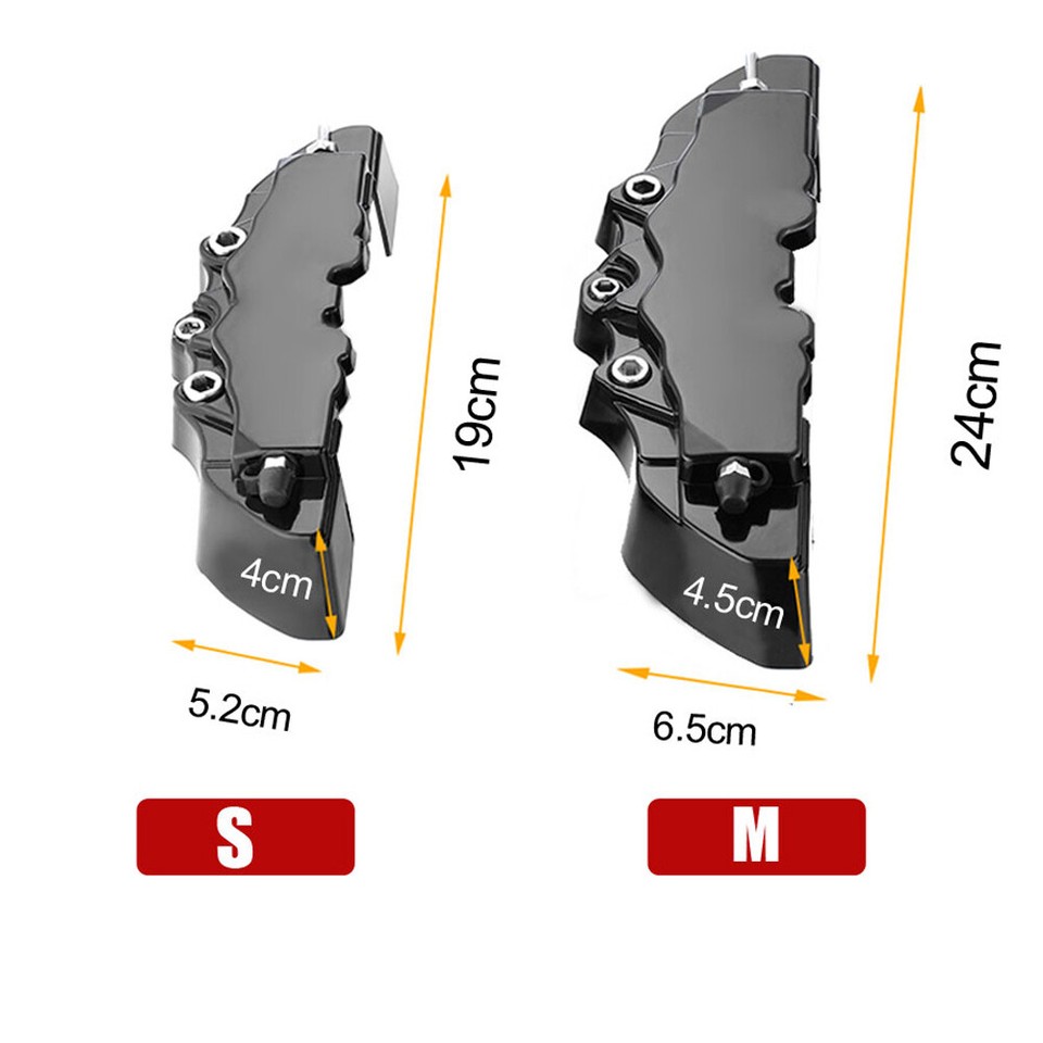 4PCS 3D Black Style Car Universal Disc Brake Caliper Covers Front ...