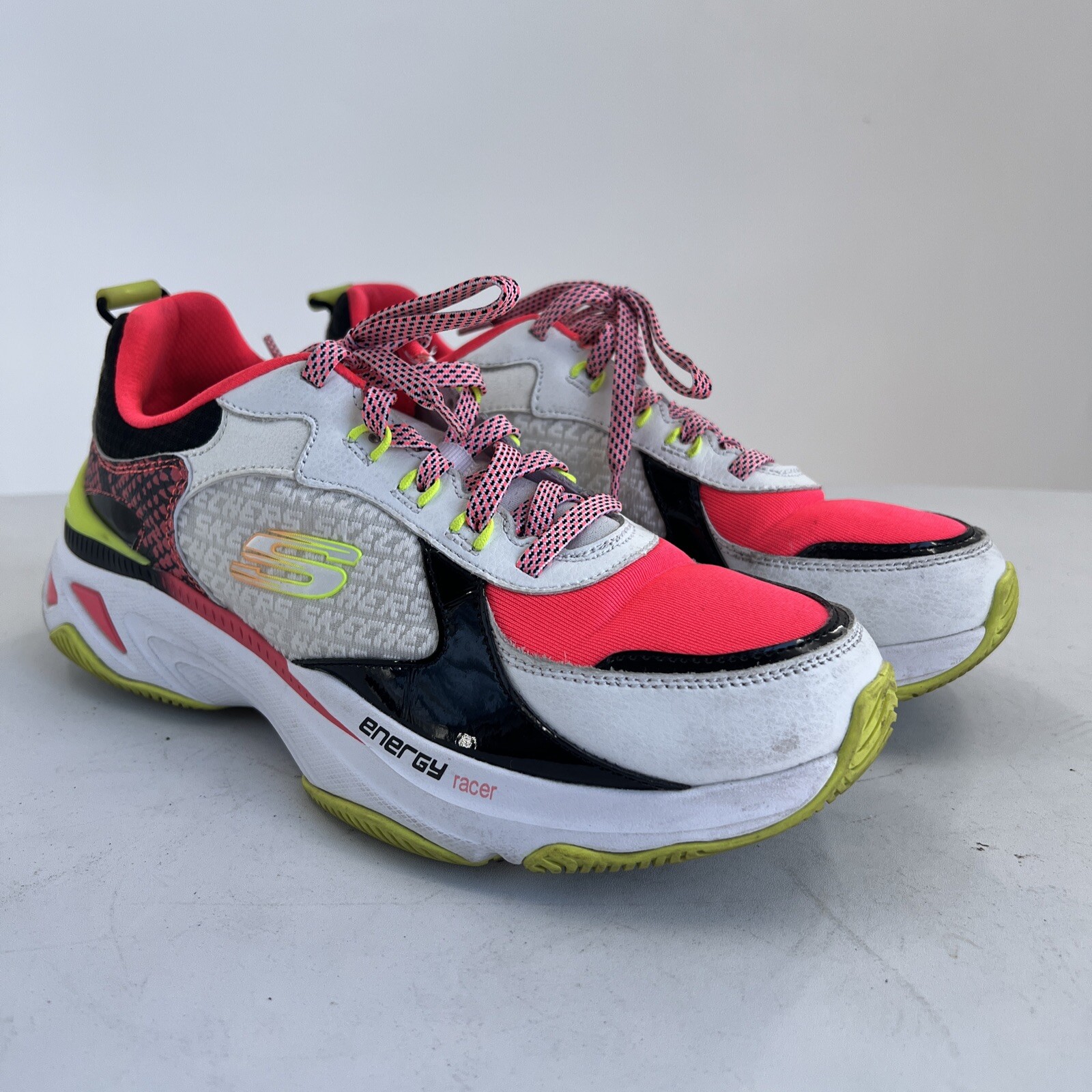 Skechers Energy Racer Sneaker Rare White Pink Green W… - Gem