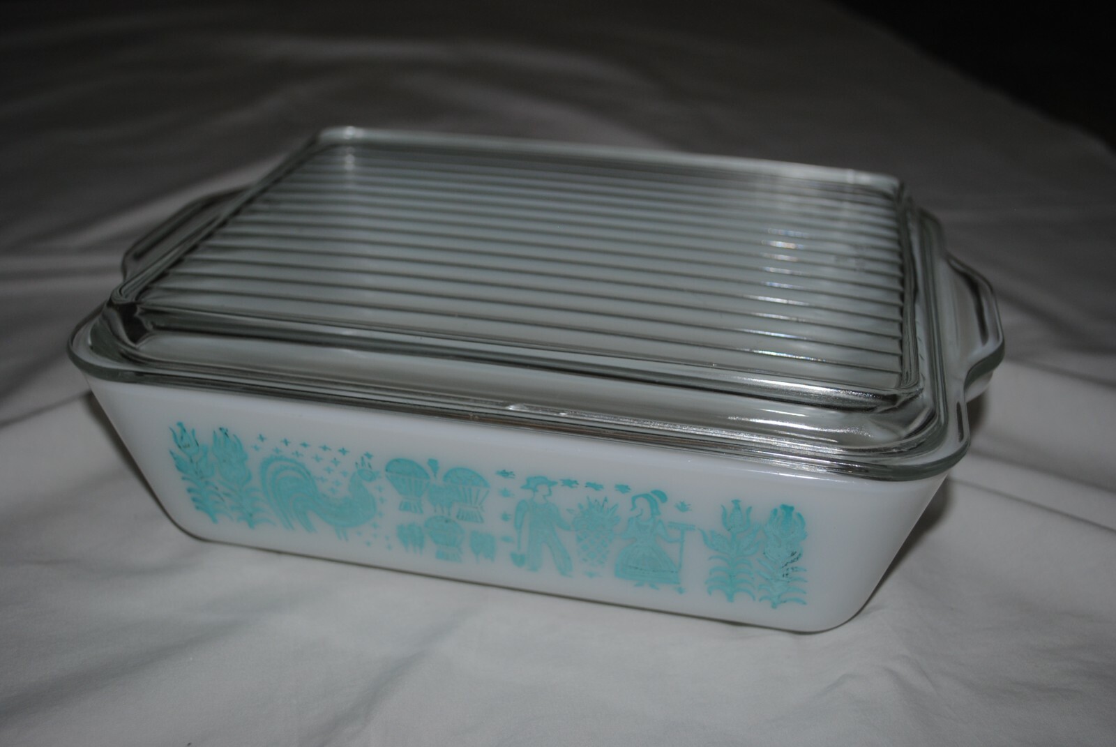 PYREX 0503 TURQUOISE AMISH BUTTERPRINT 1 1/2 QT. CASSEROLE BAKING DISH ...