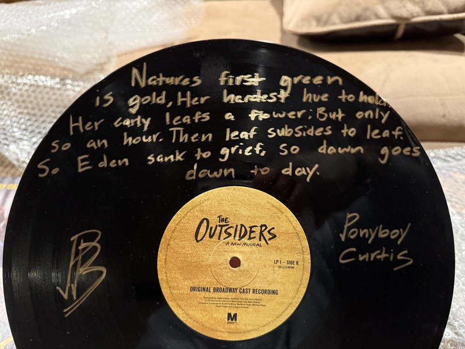 Brody Grant Signed Outsiders Vinyl LP Album Ponyboy Curtis PSA Sticker ...