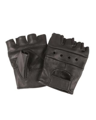 Motorcycle Biker Leather Gloves Fingerless Chopper Gloves Leather Gr XS ...