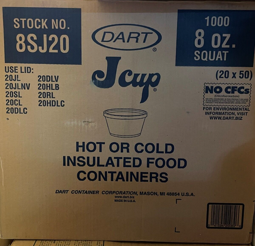 Dart 8SJ20 8 oz Foam Container - White, Case of 1000 for sale online | eBay