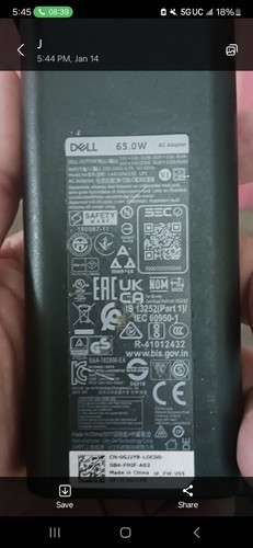 Genuine Dell 65W Laptop Charger AC Adapter DA65NM190 HA65NM190 ...