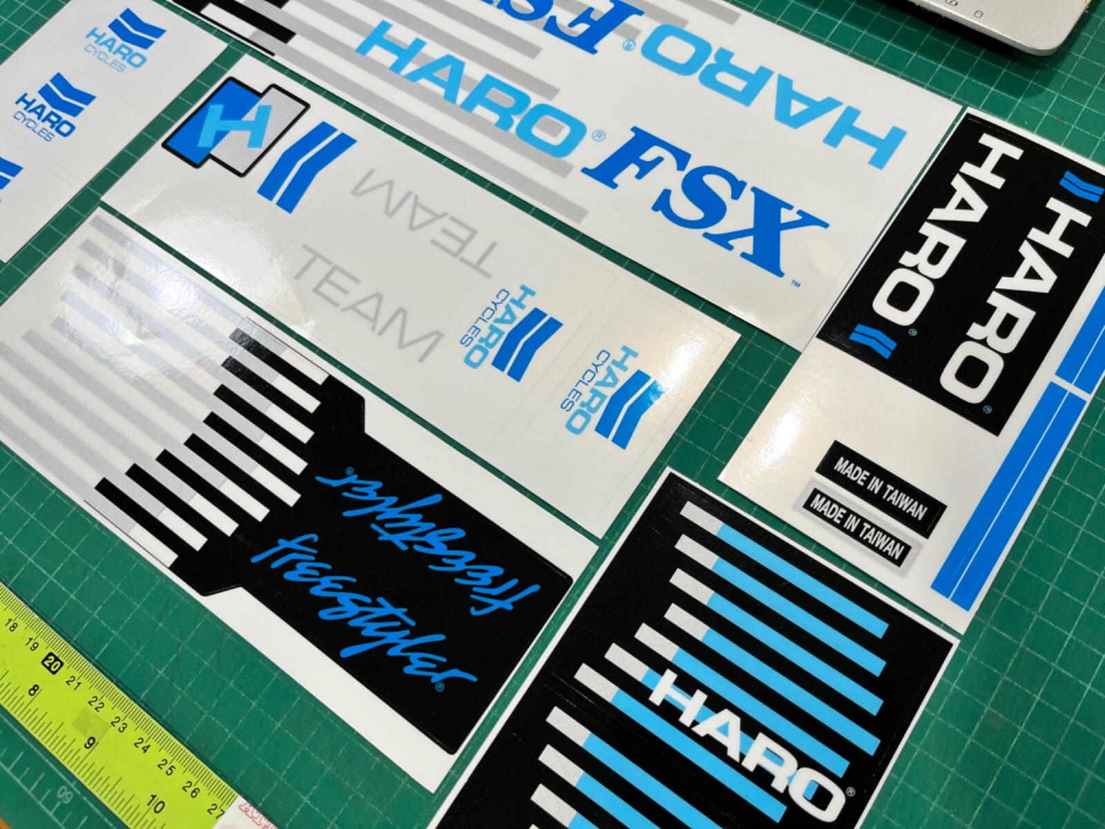 Haro FSX bmx sticker decals black white and metallic silver strip | eBay