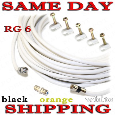 RG6 COAX CABLE 5-300 FT HD CA TV Internet Radio rg6 COAXIAL Tri-Shield ...