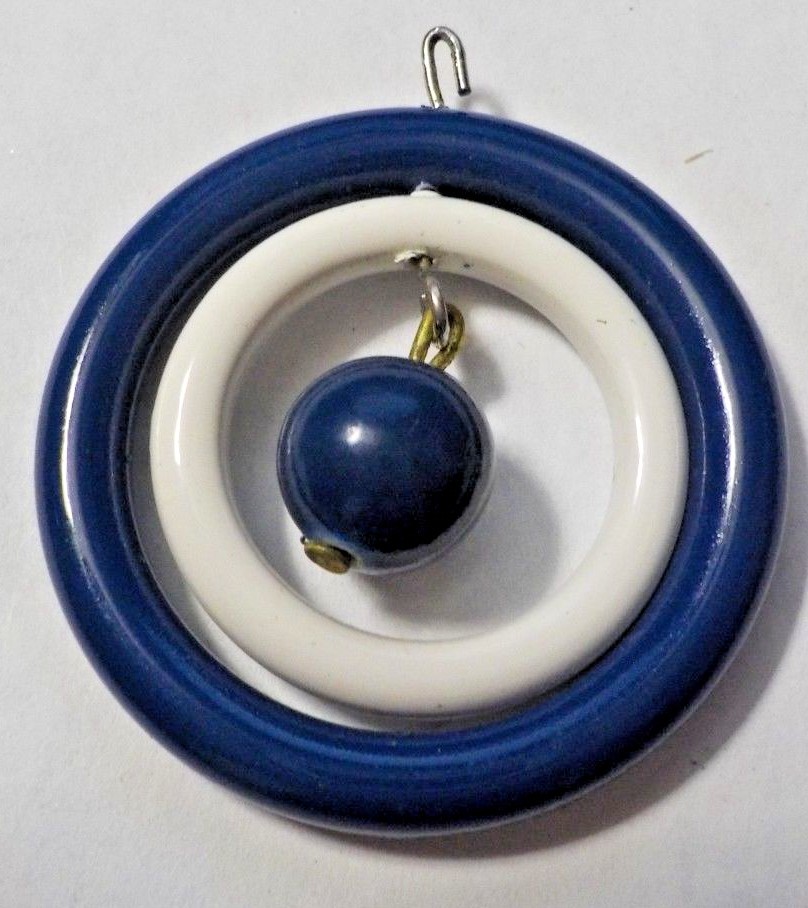 Vintage Blue & White Plastic 3 Part Spinner Pendant | eBay