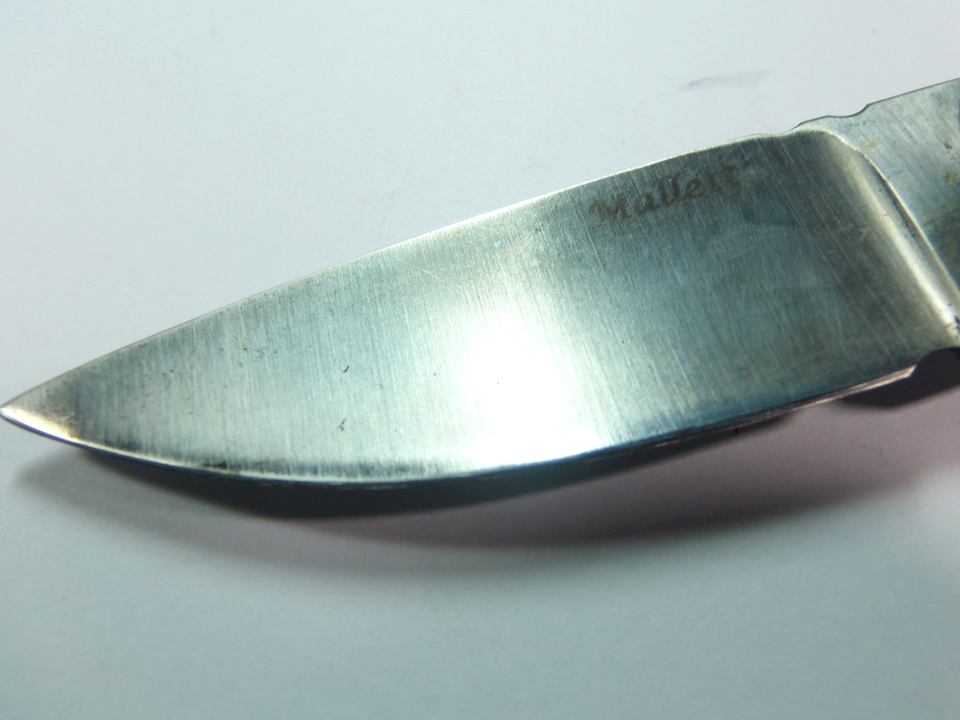 Vintage MALLETT Custom handmade HOLLOW Ground cross draw knife Silver ...