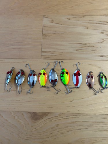 9 Used Red Eye Wiggler Fishing Spoons 2" & 2 1/4" | eBay