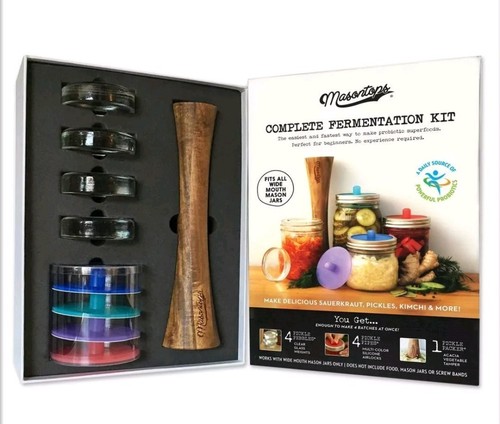 Masontops Complete Mason Jar Fermentation Kit Weights, Pounder ...