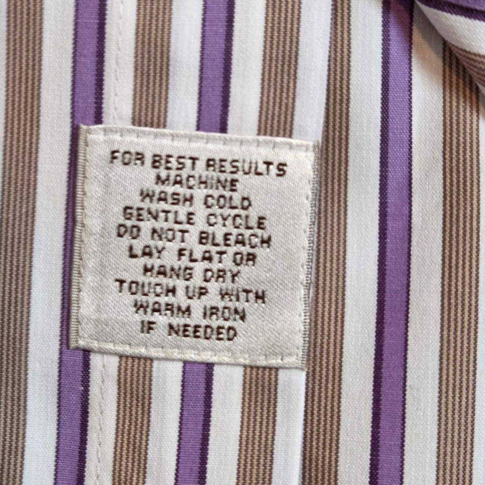 Peter Millar XL Stripe Button Down Shirt Purple Brown Cotton Long ...