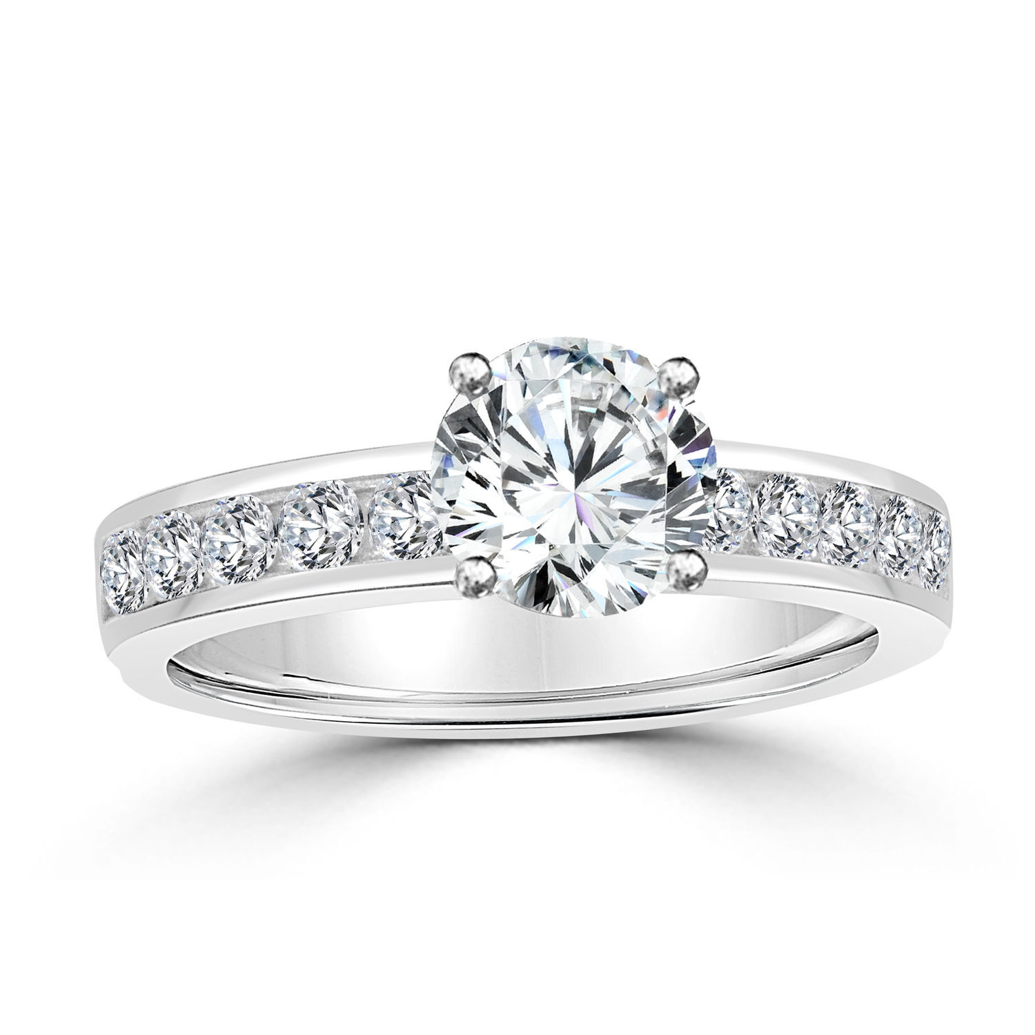 1 1/4 CT Diamond Engagement Ring Round Cut H/VS2 14K White Gold Size 7 ...