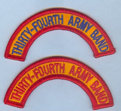 34th ARMY BAND (IOWA ARNG) Shoulder Tabs - 2 COLOR VAR ... HARD TO FIND ...