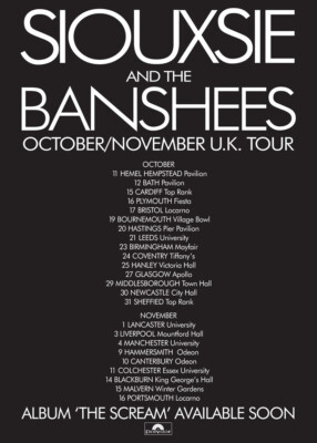 SIOUXSIE AND THE BANSHEES UK TOUR POSTER A2 | eBay UK