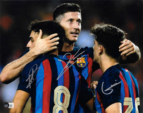 Barcelona Gavi, Pedri and Lewandowski 11x14 Signed Photo Beckett BAS ...