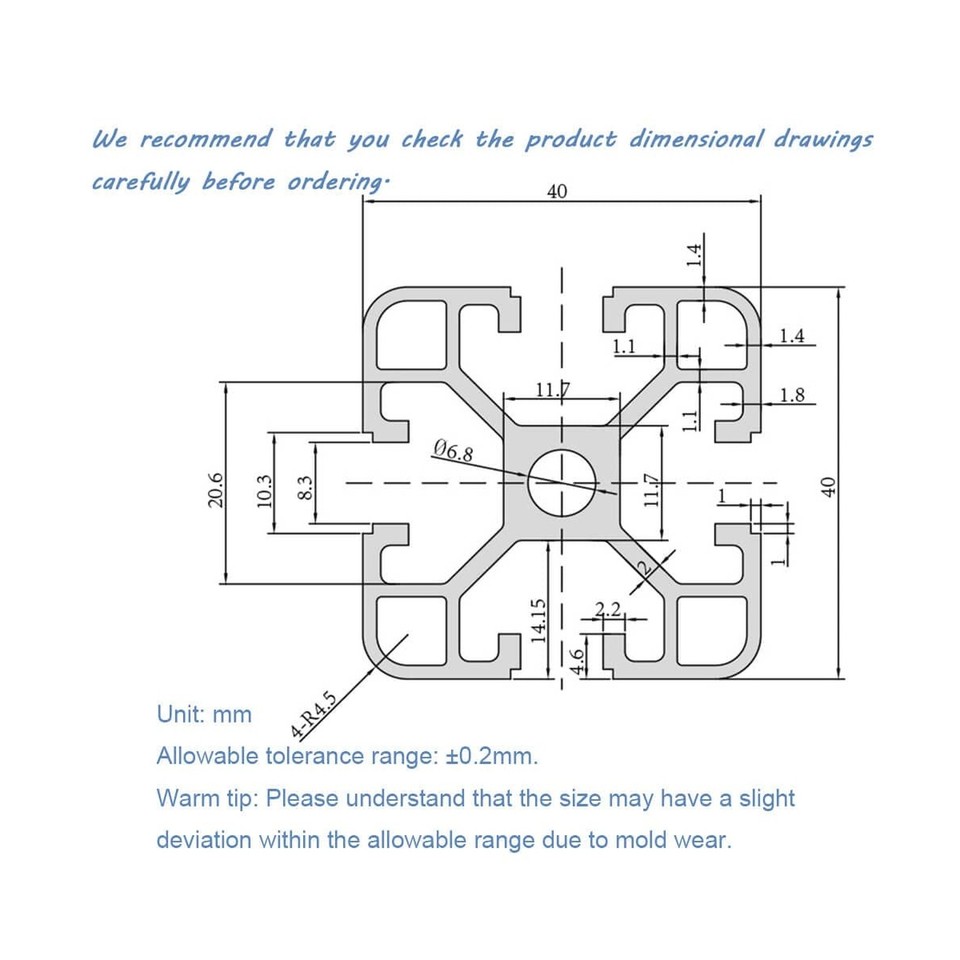 4PCS T Slot 4040 Aluminum Extrusion Profile 48'',European Standard ...