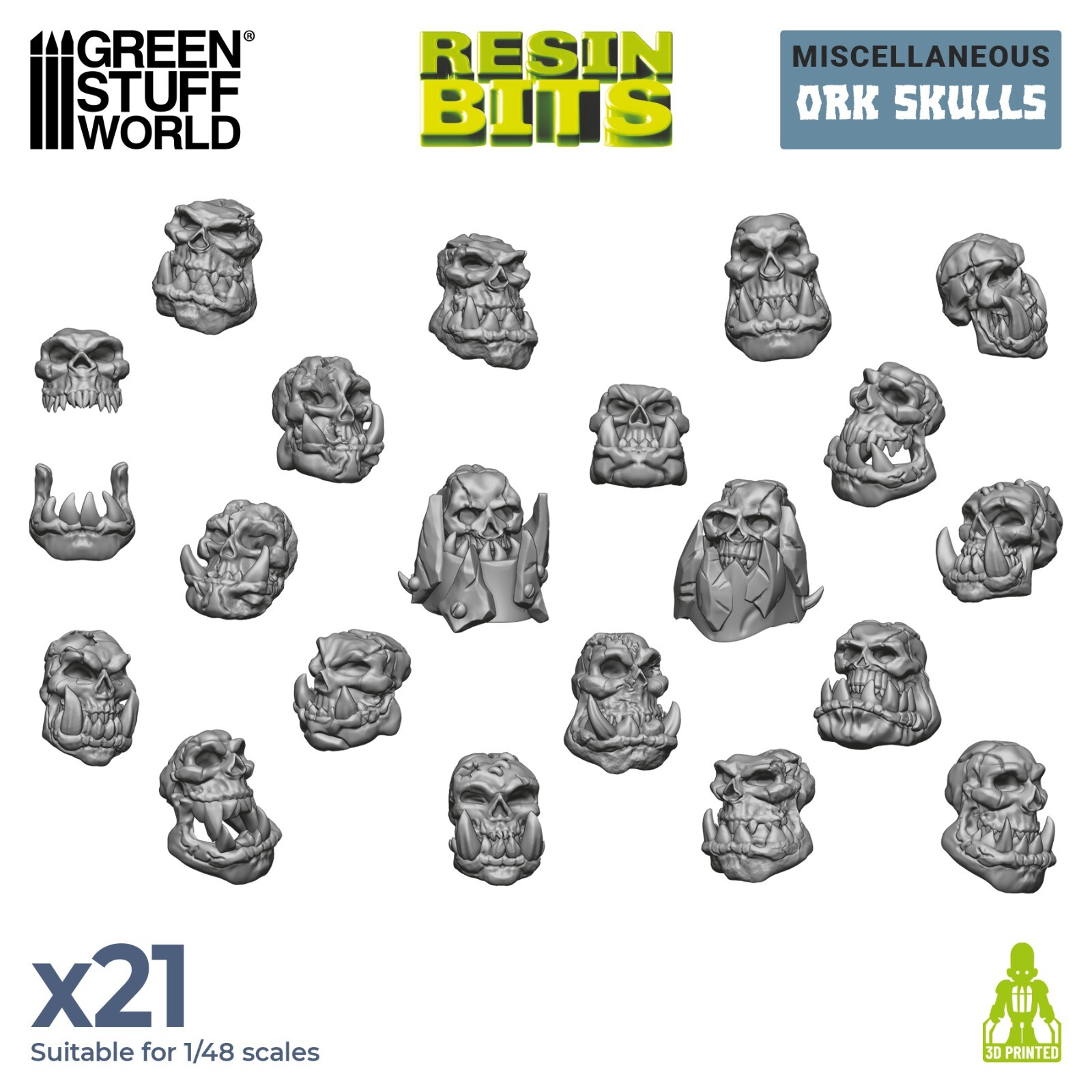 3D printed Ork Skulls Orc army - Basing Scatter Scenery Terrain ...