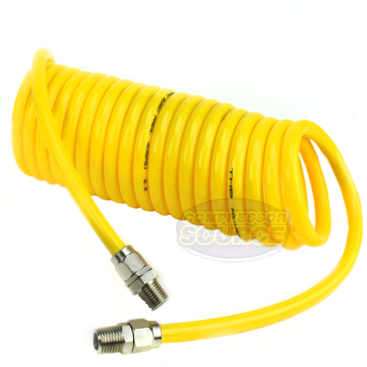 Premium 1/4" x 15' Air Compressor Coil Hose Polyurethane Coiled With ...