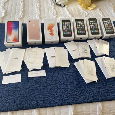 Apple iPhone EMPTY BOX LOT 7-COUNT + INSERTS 4-5s BOXES, 1-6s, 1-7 ...
