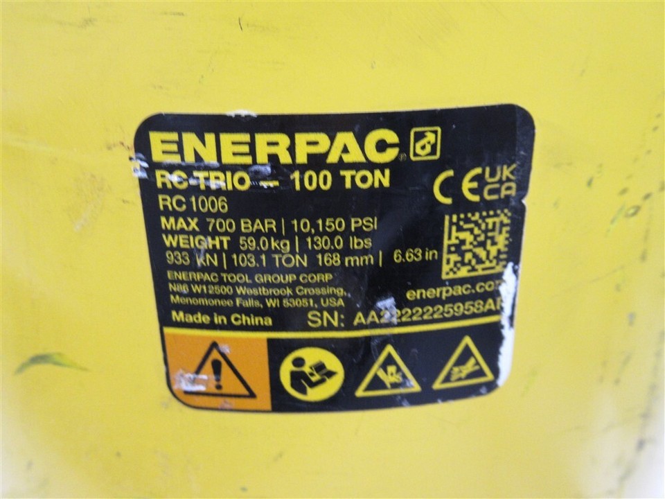 Enerpac RC1006, RC-TRIO, 100 Ton General Hydraulic Cylinder, 6.63 ...
