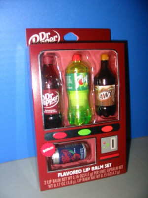 Dr Pepper 7Up A&W Root Beer Flavored Lip Balms New Taste Beauty Vending ...