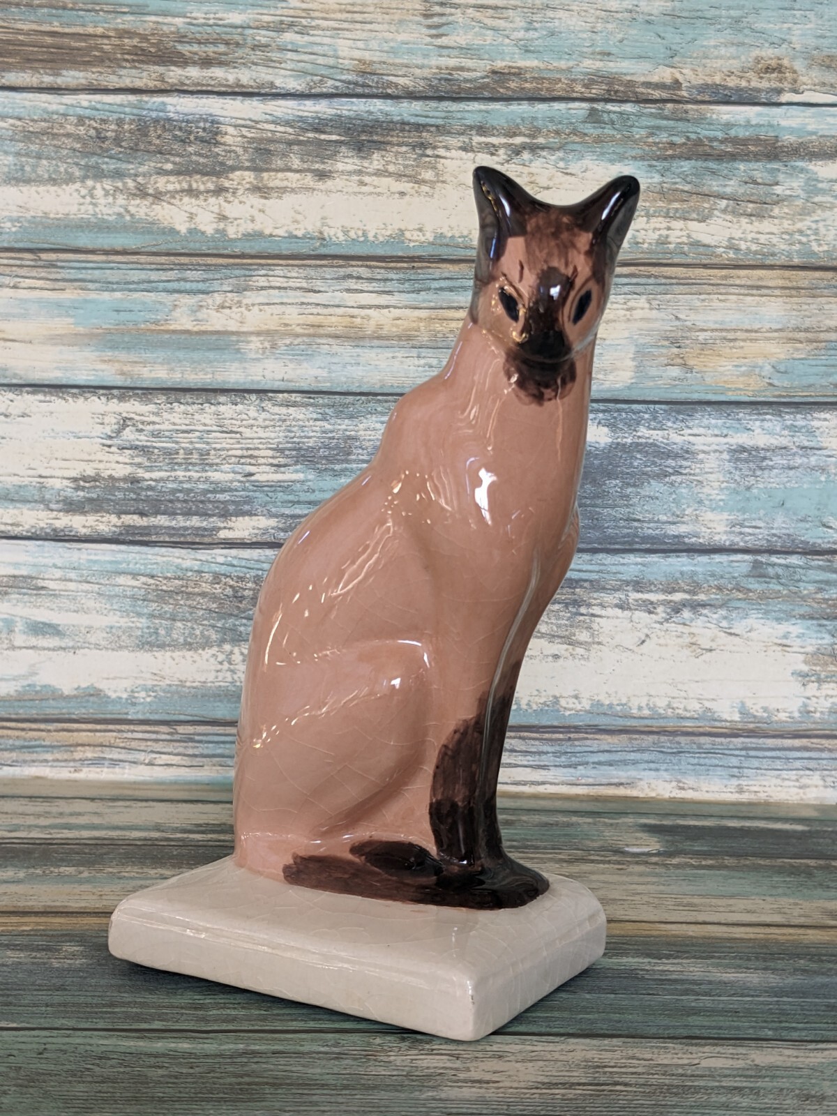 Vtg Tall Stylized Siamese Cat Statue Ceramic Mid-Century Pottery | eBay