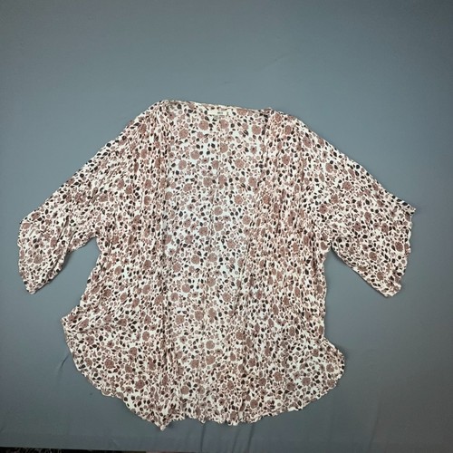 Society Amuse Floral Duster Kimono Womens M/L Brown Cream Viscose Boho ...
