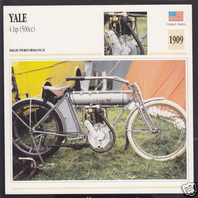 1909 Yale 4 hp (500cc) American Motorcycle Photo Spec Info Stat Card | eBay