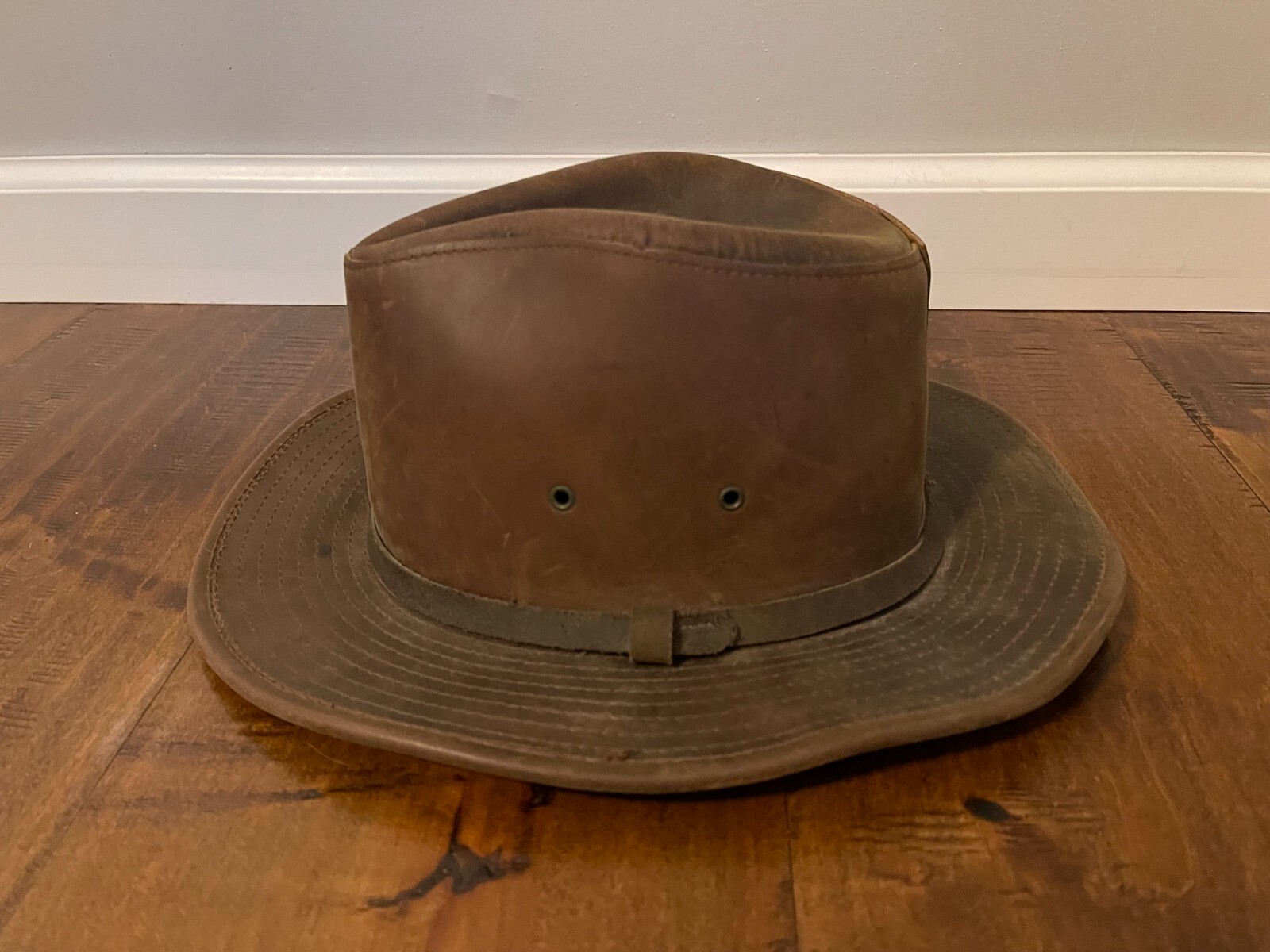 Vintage Henchel St Louis Hatquarters USA Leather Cowboy Outback Hat ...