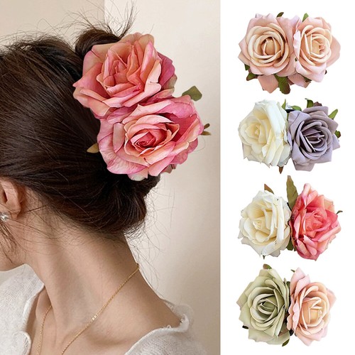 Simulation Flower Rose Hair Claw Headdress Hair Clip Claw Clamp Wedding ...