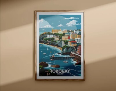 Torquay print - Torquay poster, UK wall art, England wall art decor ...