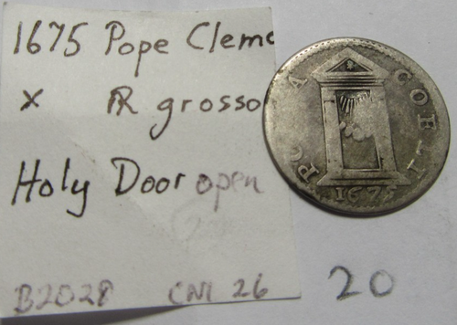 Italy Papal States Pope Clement X 1670-76 AR Grosso 1675 Ho;y Door Open ...
