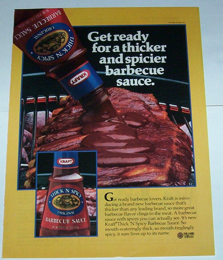 1984 print ad - Kraft Foods spicy barbecue sauce BBQ ribs cookout ...