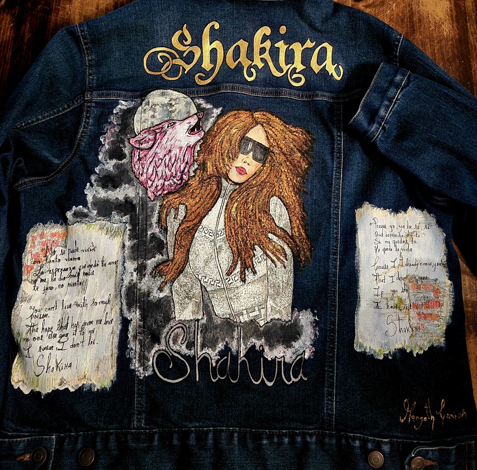 Jacket.Denim.Jean.Totally Handpainted.Shakira.Unique Piece.Designer ...