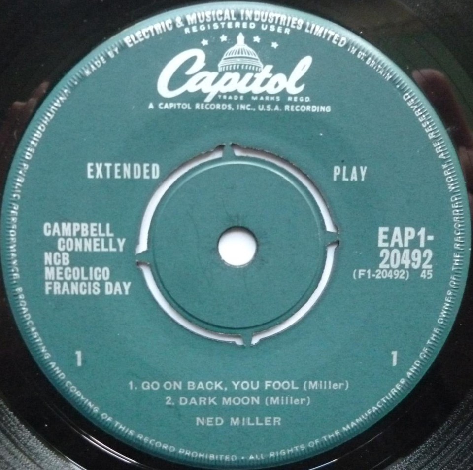 Ned Miller Ned Miller EP Capitol EAP120492 VG/VG+ 1961 7" EP in picture ...