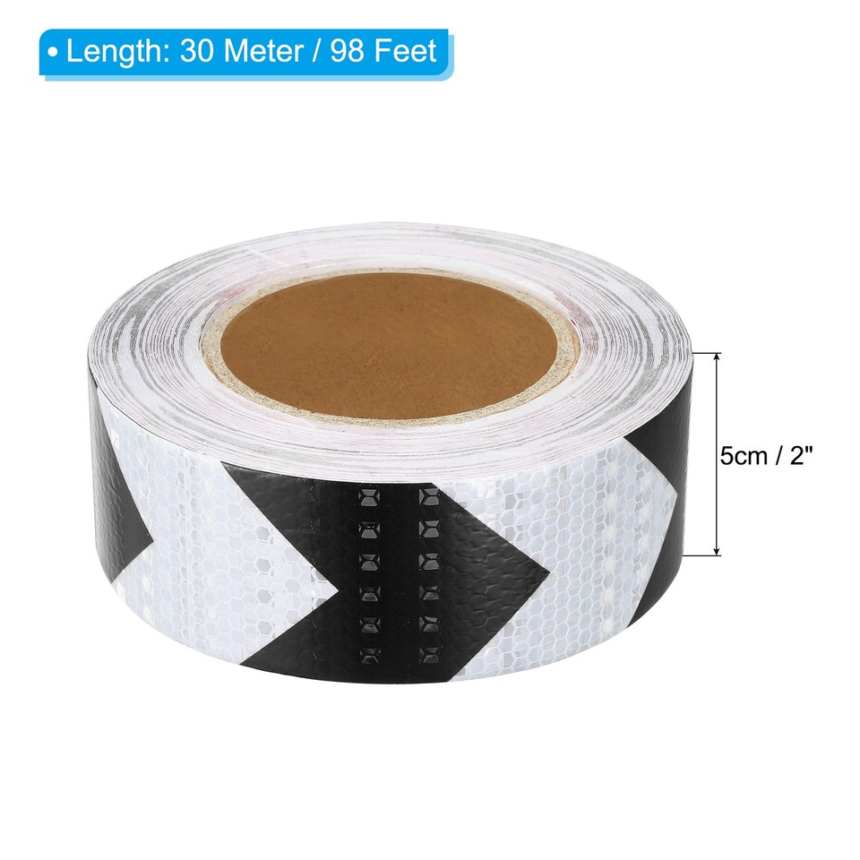 Reflective Tape, 2"x98 Ft Waterproof Reflective Tape, Arrow White Black ...