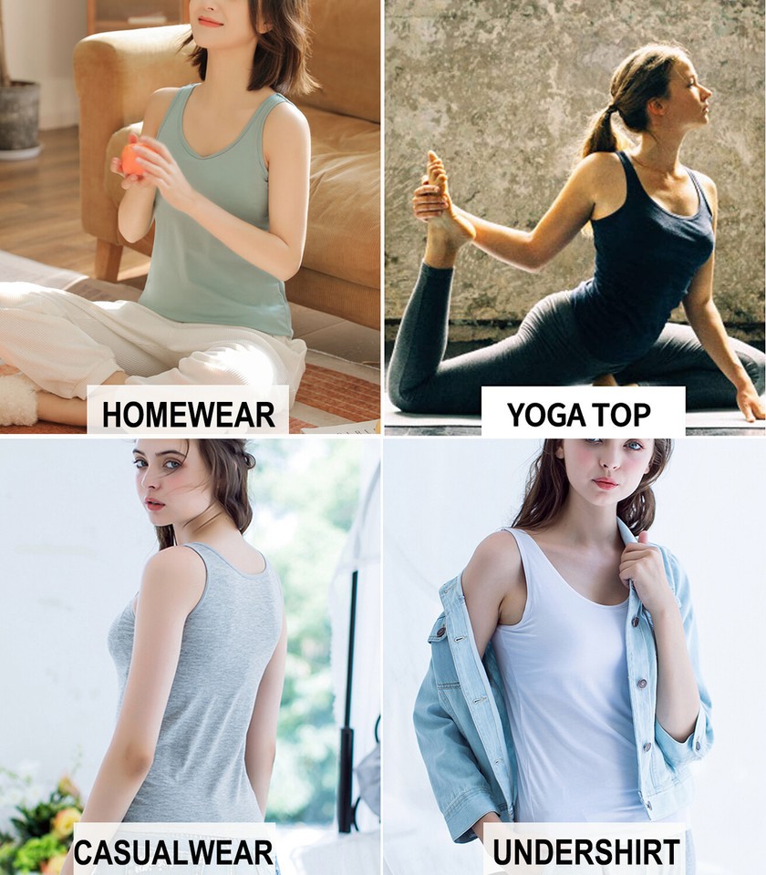 Women's Camisole with Built in Shelf Bra Casual Tank Tops Sleeveless ...